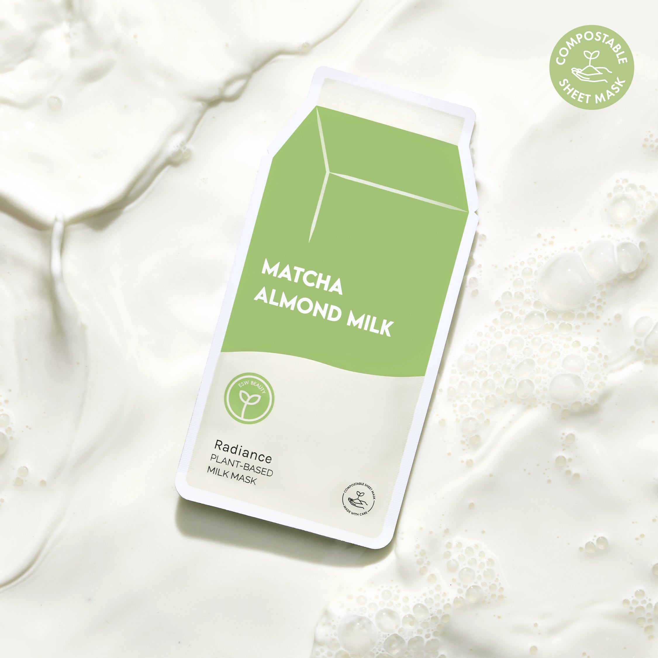 Matcha Almond Milk Radiance Plant-Based Milk Mask | ESW Beauty
